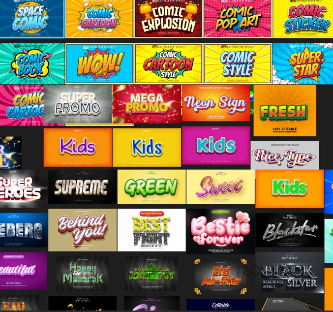 300+ Illustrator Text Effects Bundle: Vector EPS Titles - Etsy