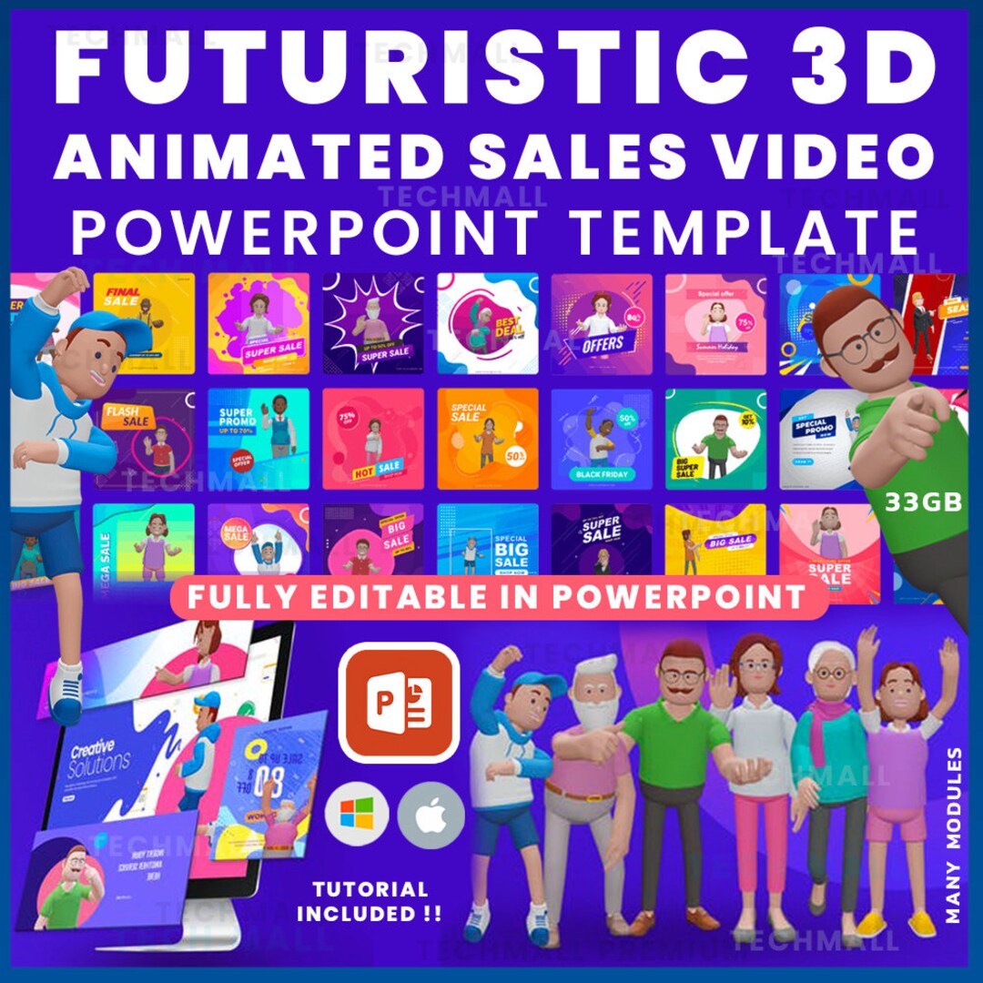 Futuristic 3D Animated Sales Video Powerpoint Template | 3D Video - Etsy