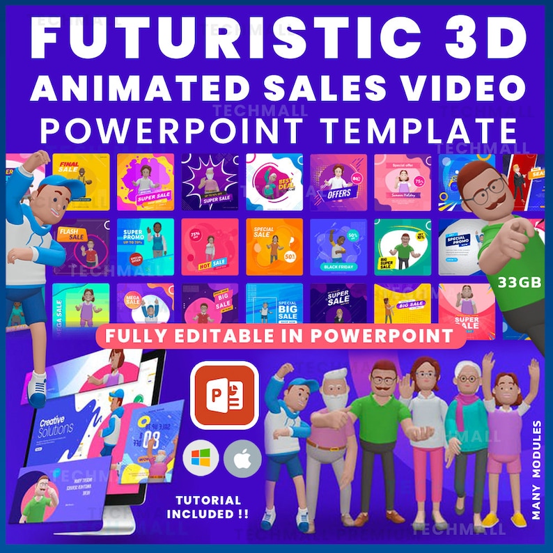 Futuristic 3D Animated Sales Video Powerpoint Template | 3D Video - Etsy