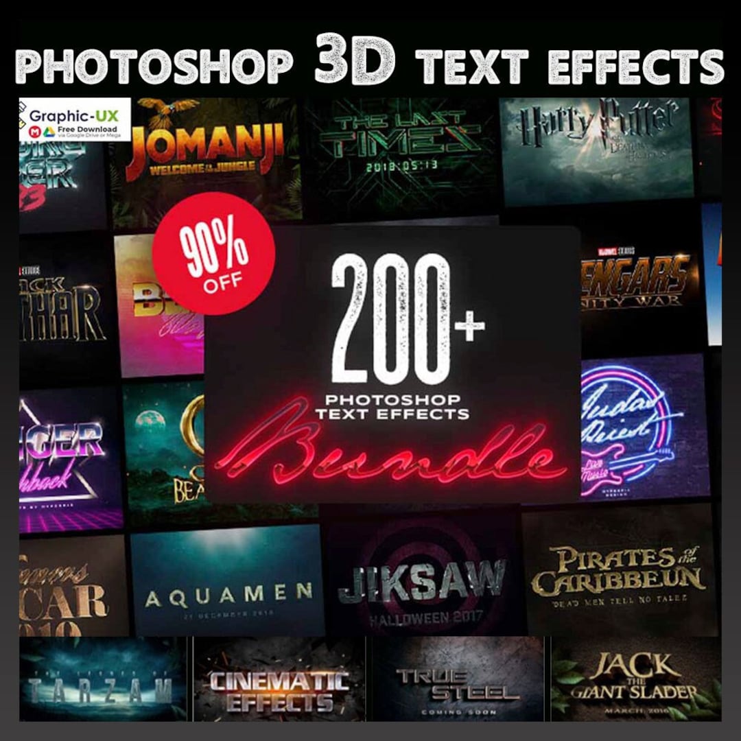Más de 200 photoshop 3D Text Effects Bundle / Editable - Etsy México