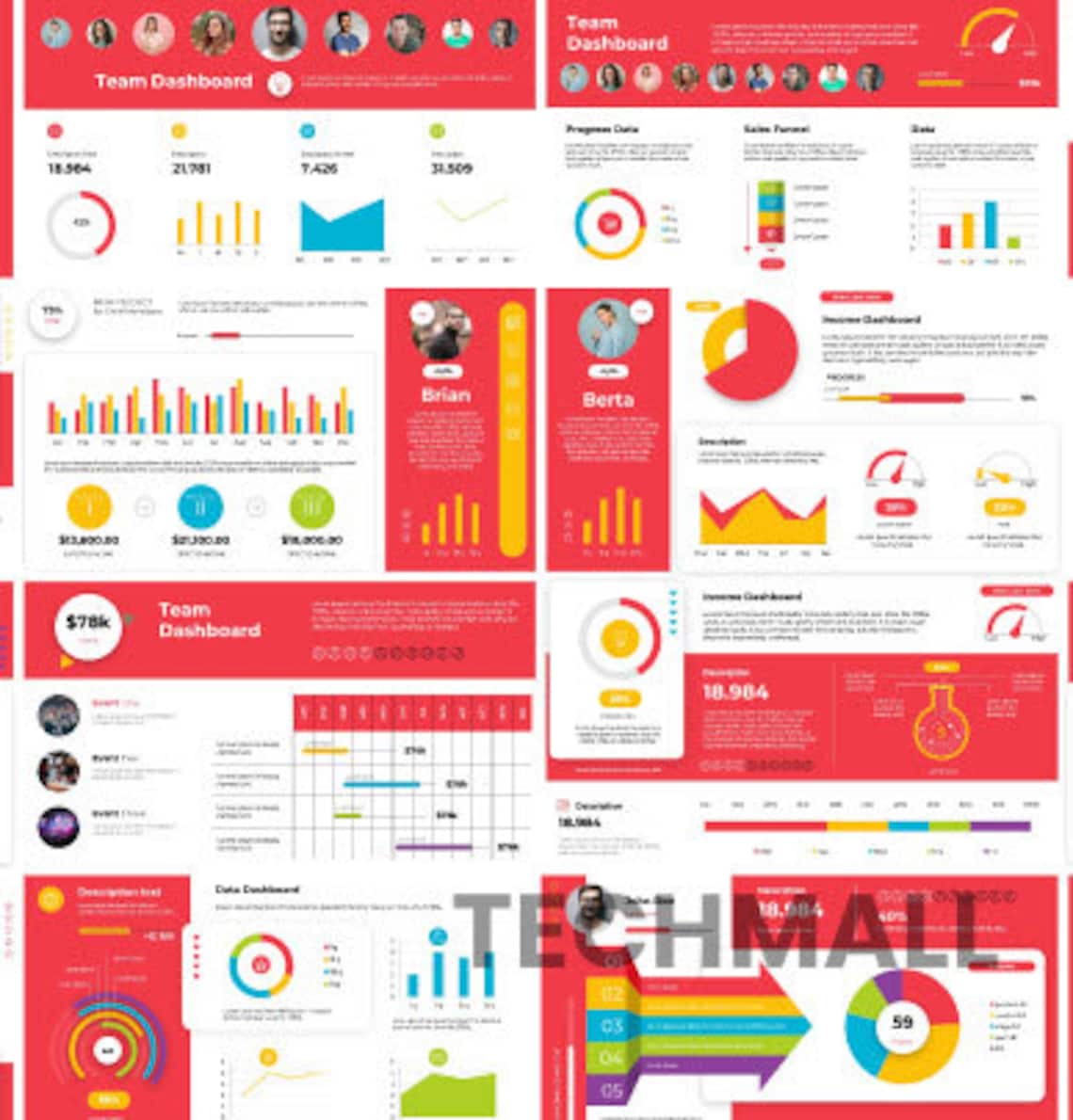Animated Team Dashboards Powerpoint Presentation Template: Present and ...