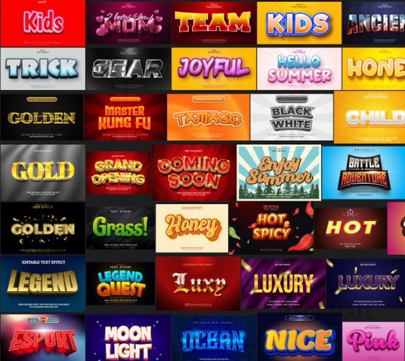 300+ Illustrator Text Effects Bundle: Vector EPS Titles - Etsy