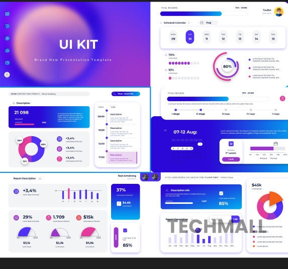 Animated UI Kit Dashboards Powerpoint Presentation Template - Etsy