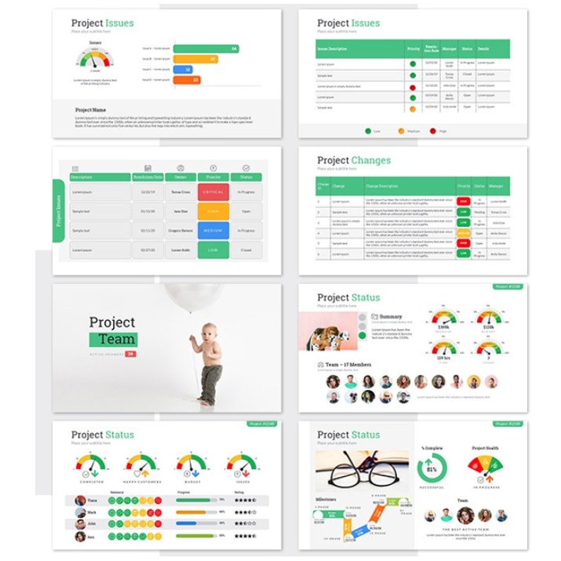 300+ Project Status Powerpoint Presentation Template Editable - Etsy