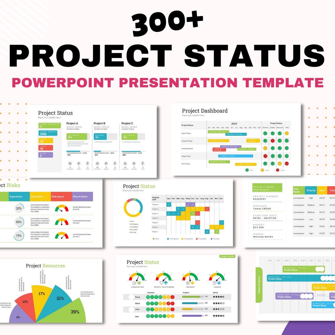 300+ Project Status Powerpoint Presentation Template Editable - Etsy