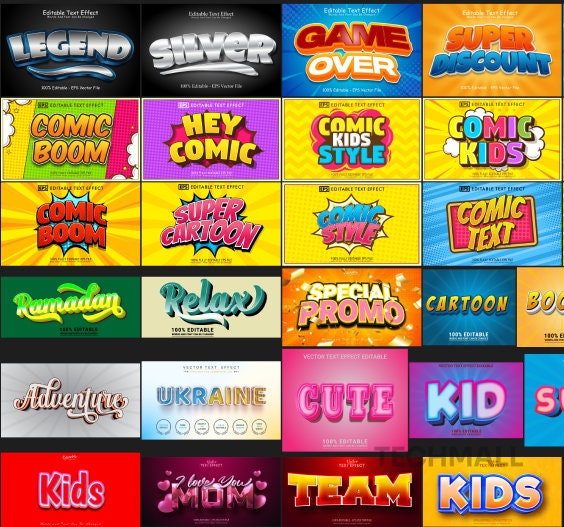 300+ Premium Illustrator Text Effects Bundle: Vector EPS Titles for ...