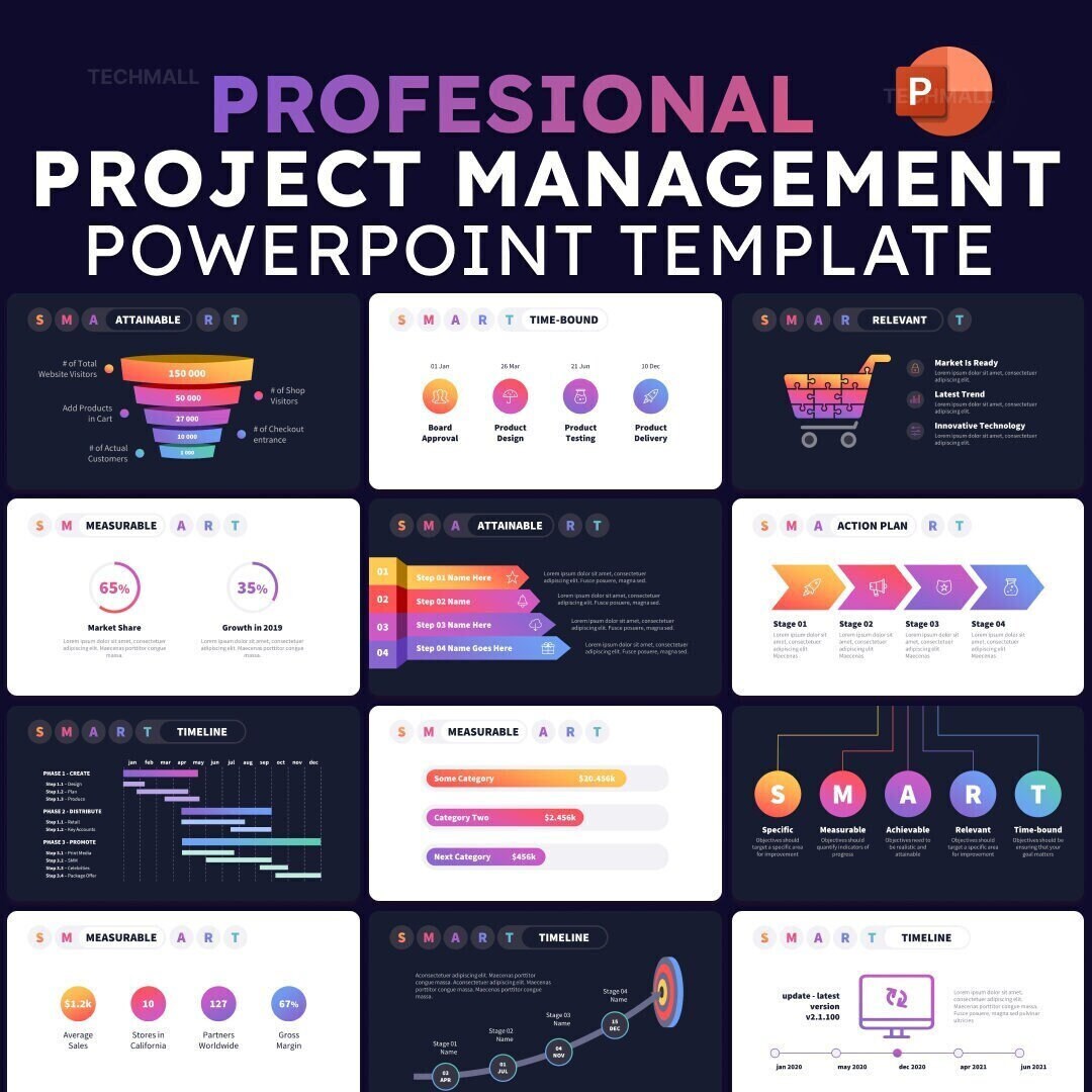 SMART Project Management Powerpoint Presentation Template : Fully ...