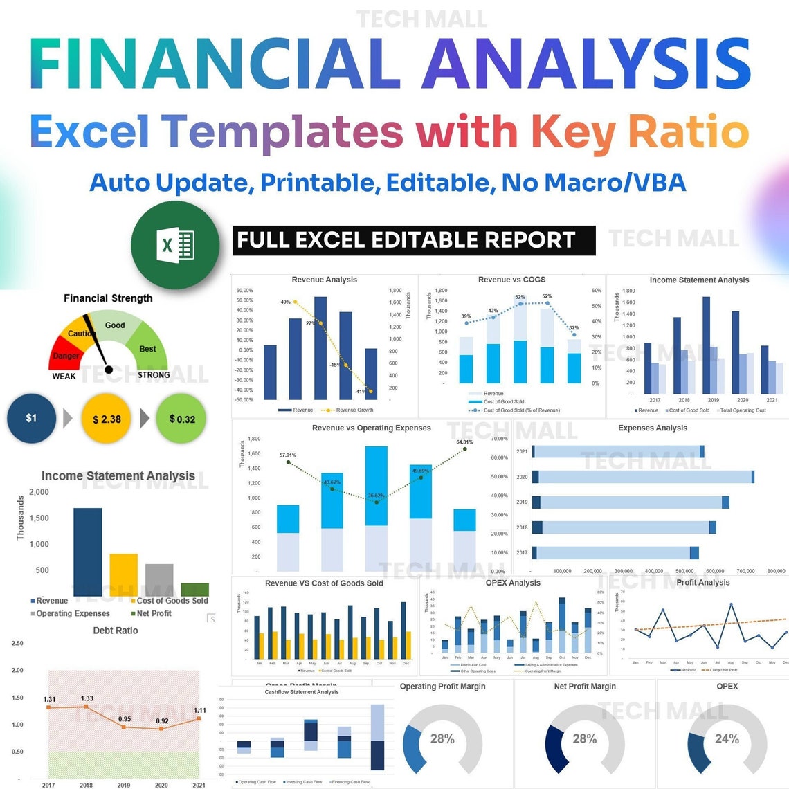 Financial Analysis Excel Templates With Key Ratio (auto Update ...