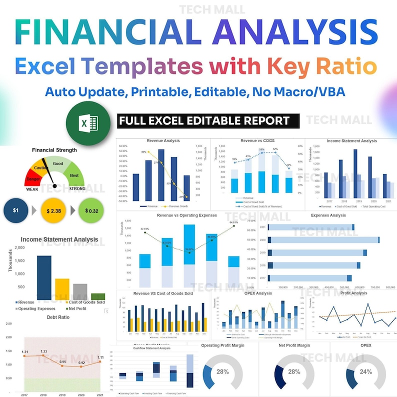 Financial Analysis Excel Templates With Key Ratio (auto Update ...