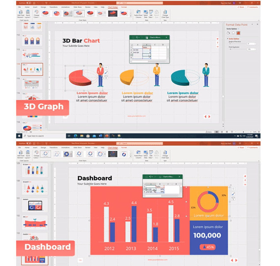 Data Driven Chart and Infographic Powerpoint Template | Excel Editable Data - Etsy