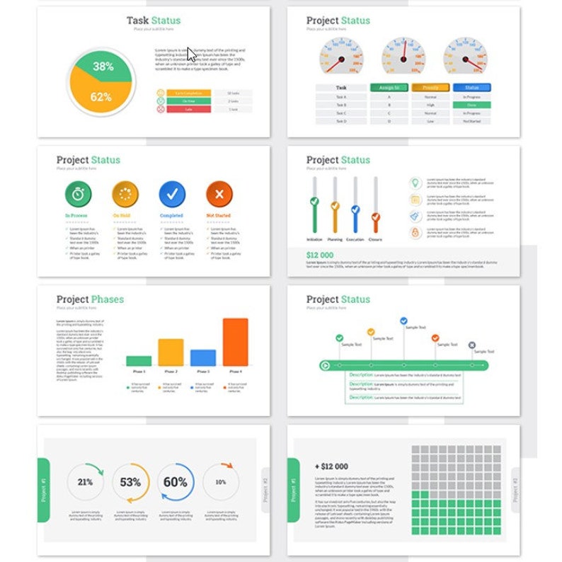 300+ Project Status Powerpoint Presentation Template Editable - Etsy