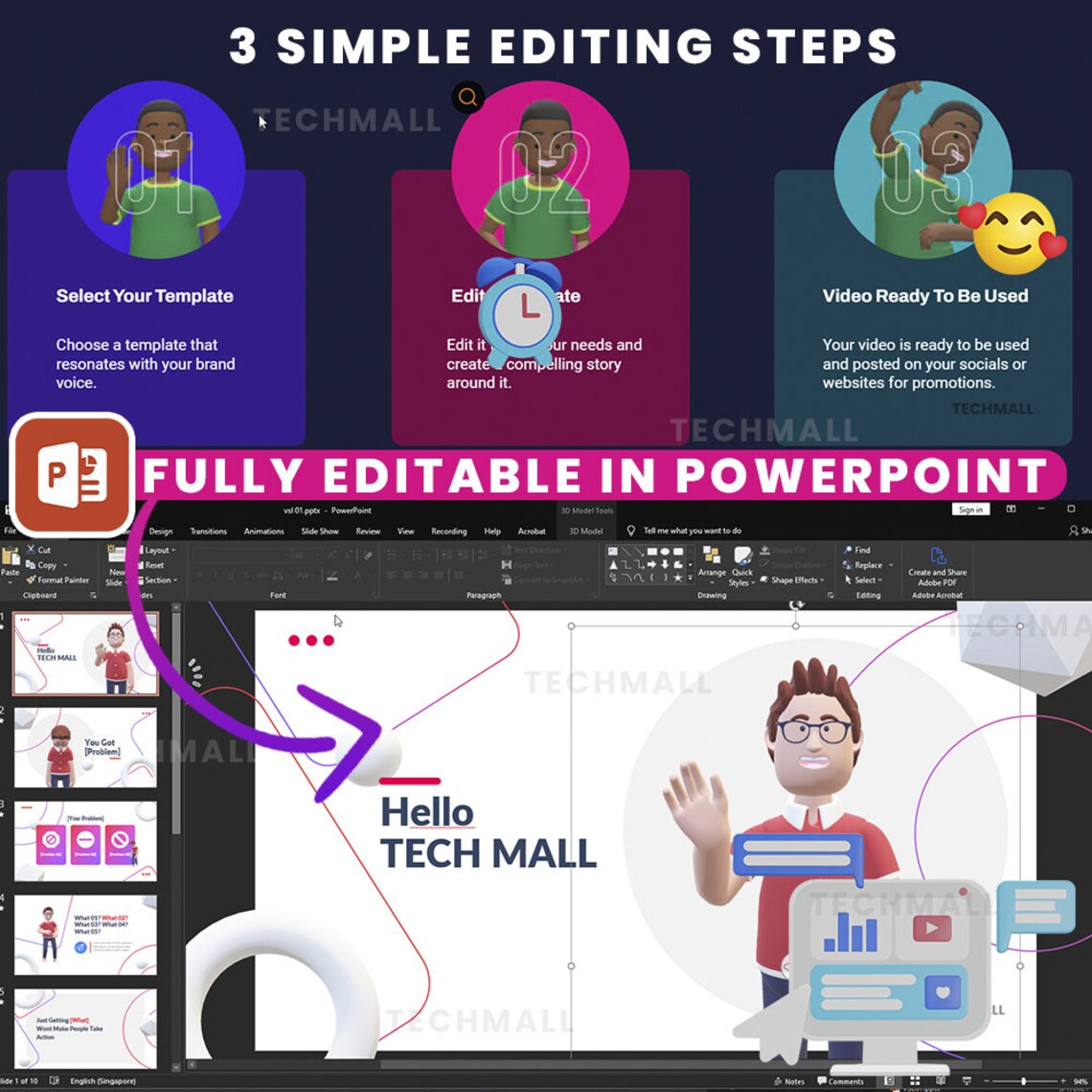 Futuristic 3D Animated Sales Video Powerpoint Template | 3D Video - Etsy