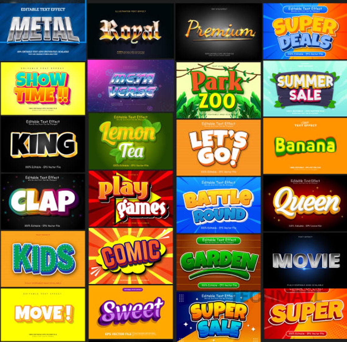 300+ Premium Illustrator Text Effects Bundle: Vector EPS Titles for ...