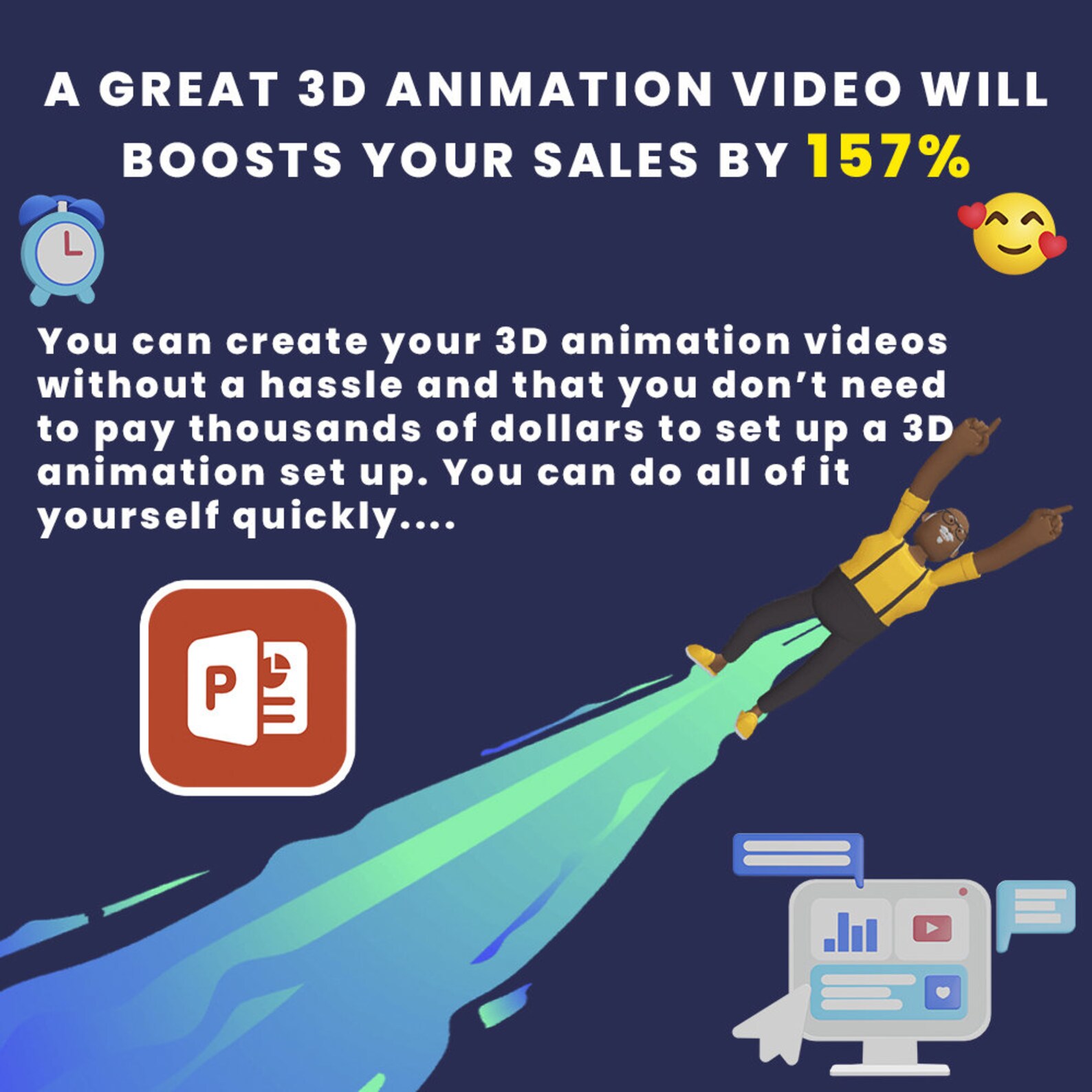 Futuristic 3D Animated Sales Video Powerpoint Template - Etsy