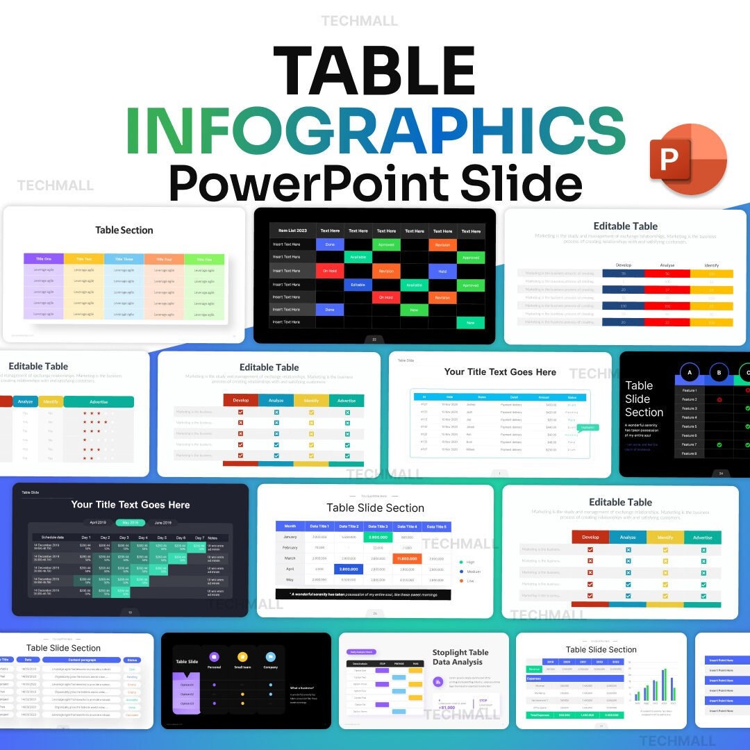 Table Infographics Powerpoint Presentation Template Easy Edit Colorful ...