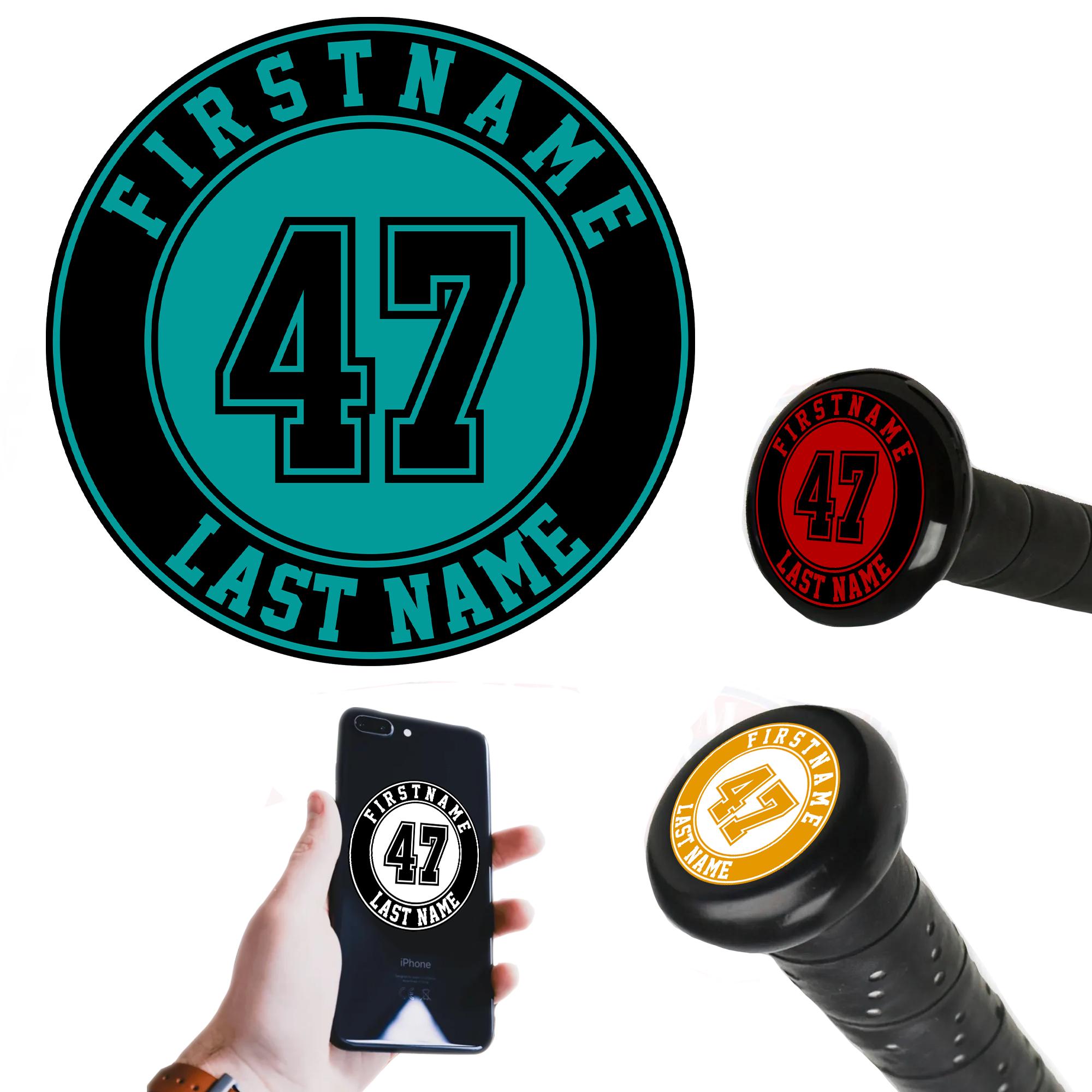 Custom Baseball Bat Knob Sticker: Personalized Name & Number Sticker ...