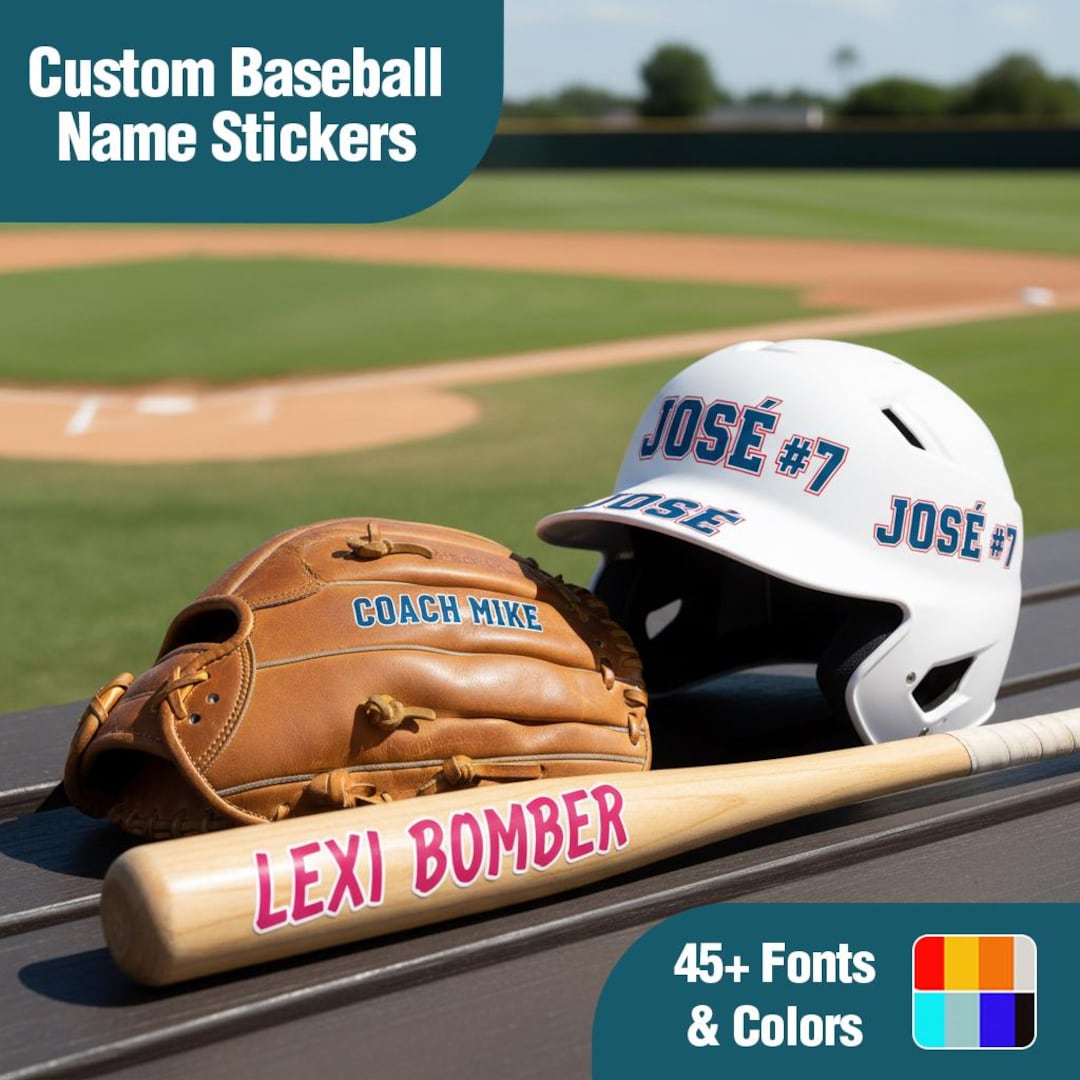 Custom Name Sticker, Personalized Baseball Name Stickers, Custom ...