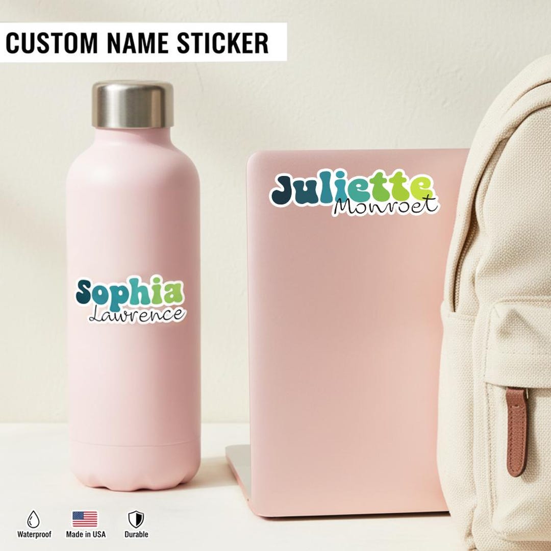 Custom Full Name Sticker, Personalized Waterproof Vinyl Sticker Name ...