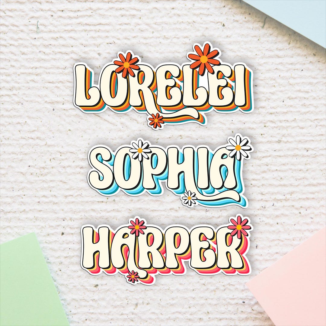 Custom Name Sticker, Daisy Name Tag Label, Personalized Sticker, Custom ...