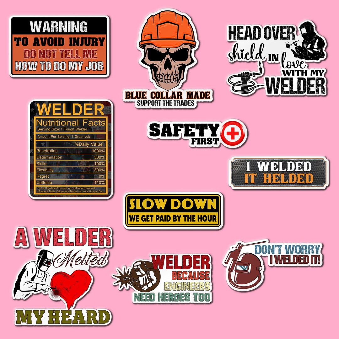 Welder Hard Hat Stickers: Funny Construction Helmet Decals - 10 PC - Etsy