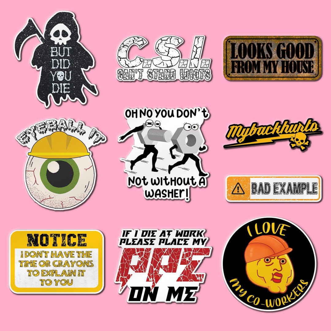 Funny Blue Collar Sticker Set: Hard Hat & Tool Box Decals - 10 PC - Etsy