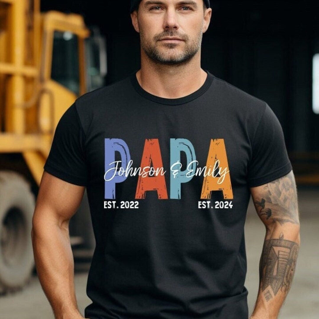 Custom Retro Dad Kid Names Shirt Png, Papa Sublimation Design, Father's ...