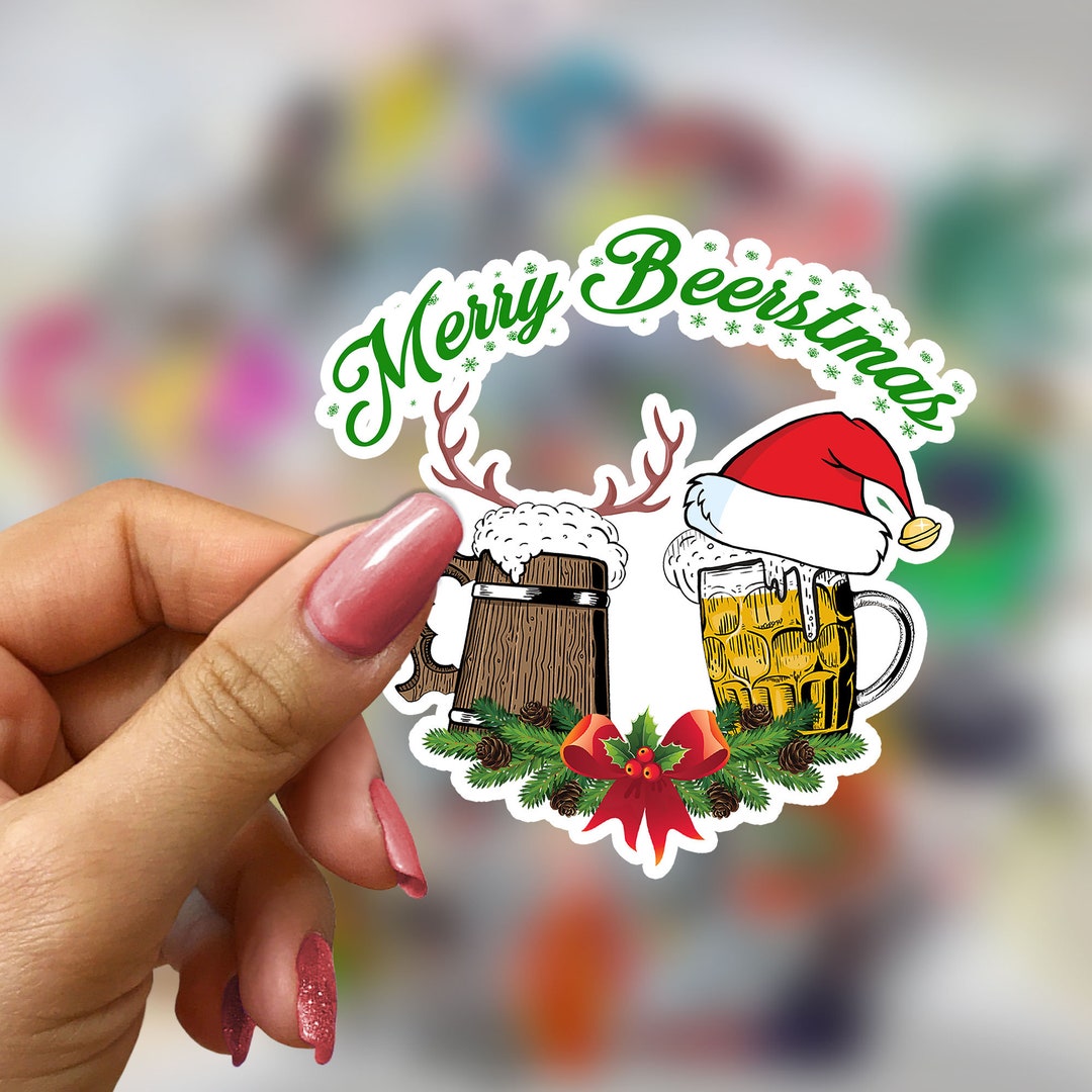 Merry Beerstmas Stickers Funny Drinking Christmas Sticker - Etsy