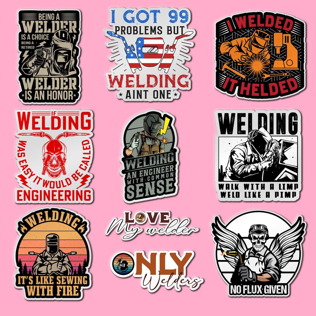 Welder Hard Hat Stickers: Blue Collar Welding Decals - Pack of 10 - Etsy