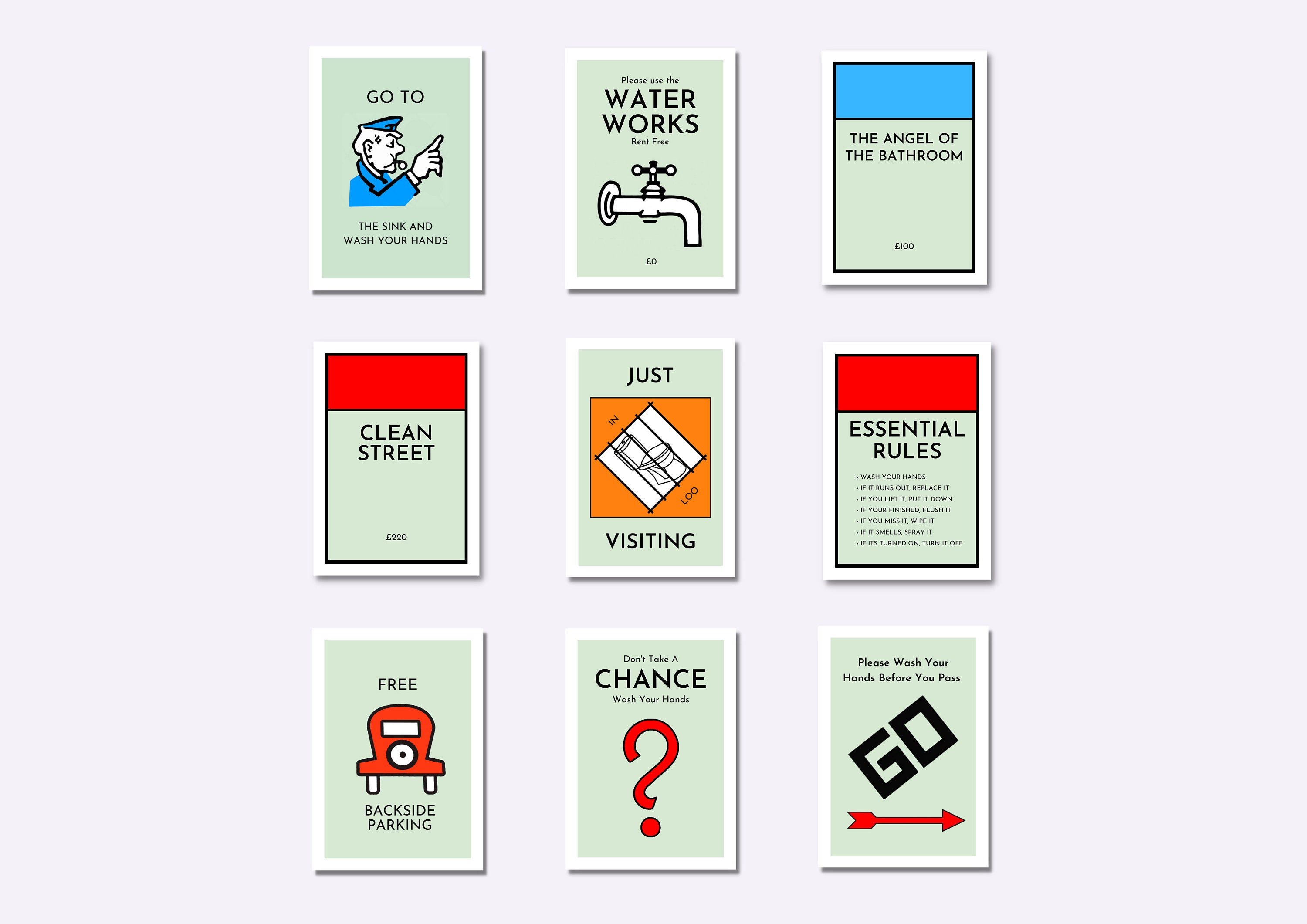 Go Monopoly Inspired Bathroom Print A4 A3 - Etsy UK