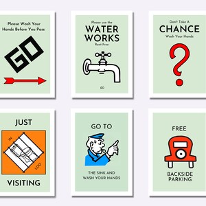 Collection of Monopoly Inspired Bathroom Prints A4 - Etsy UK