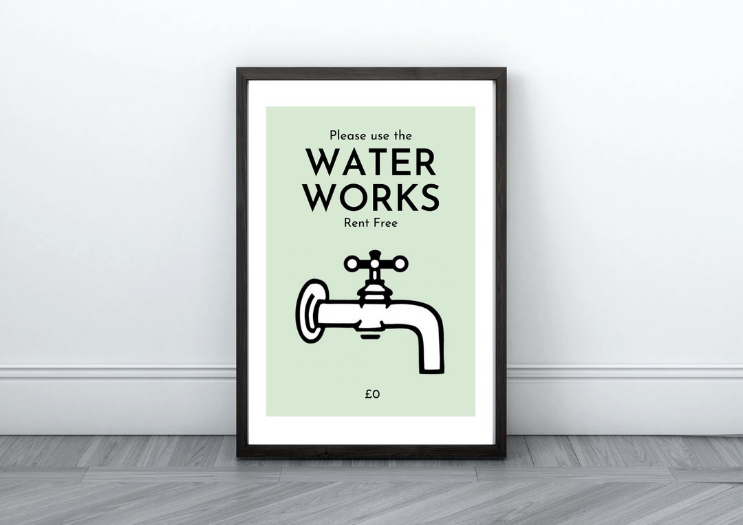 Water Works Monopoly Inspired Bathroom Print A4 A3 - Etsy UK