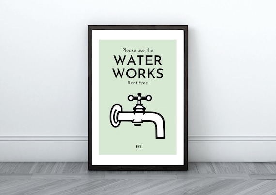 Water Works Monopoly Inspired Bathroom Print A4 A3 - Etsy UK