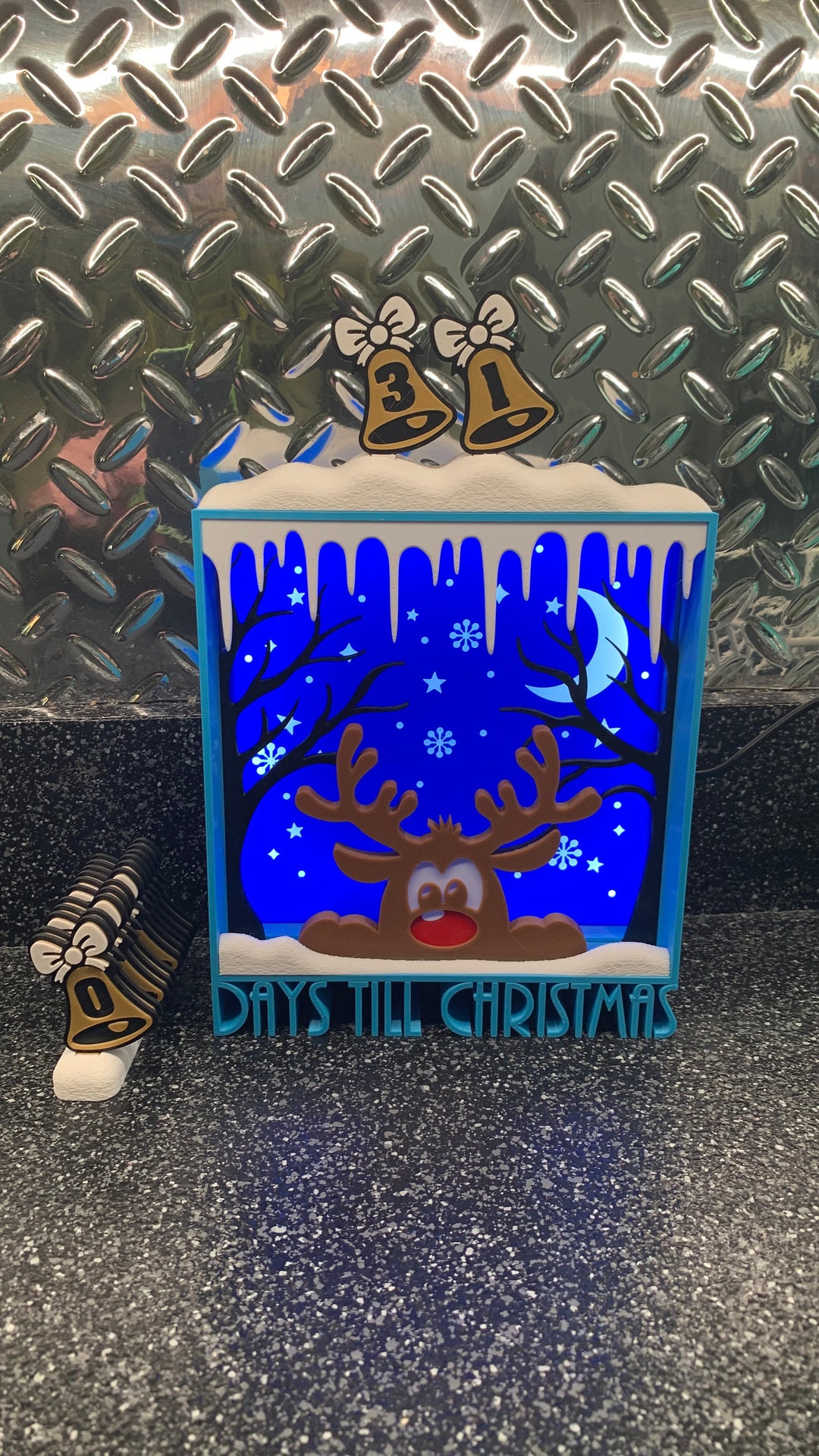 Rudolph Christmas Countdown/advent Calendar W/ USB Backlight - Etsy