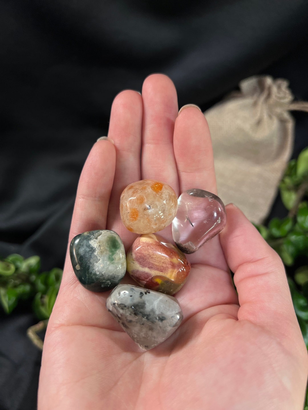 TUMBLE BUNDLE Mookaite Jasper, Rainbow Moonstone, Lodolite, Sunstone ...