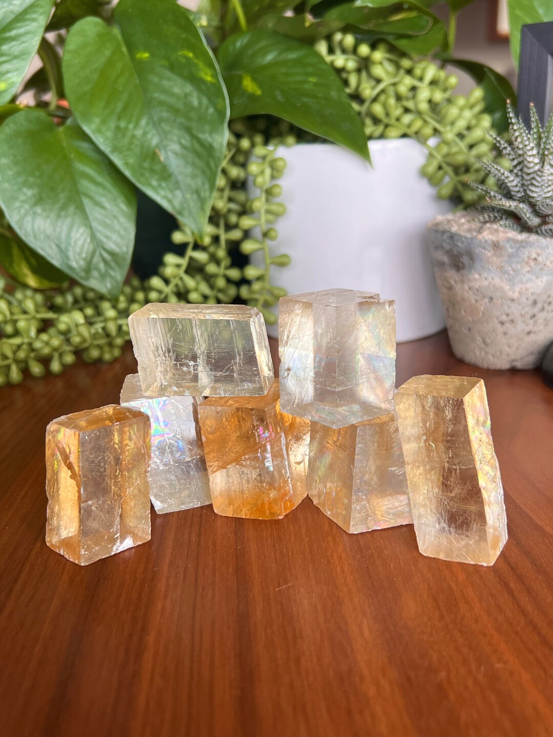 OPTICAL HONEY CALCITE - You Pick - Natural Formations With Rainbows ...