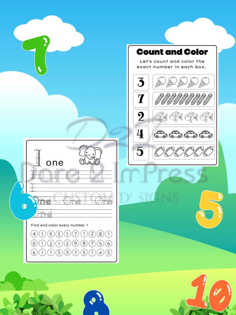 Worksheets for Preschool and Kindergarten. Learn Your Numbers - Etsy