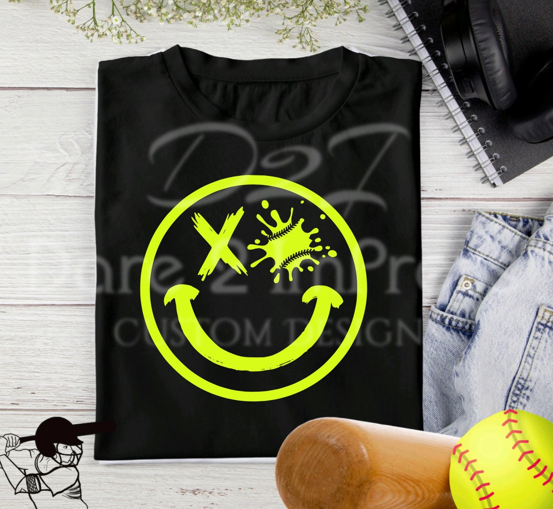 Softball Smiling Face, Softball. Sports. 5 Styles Included. Svg, PNG ...