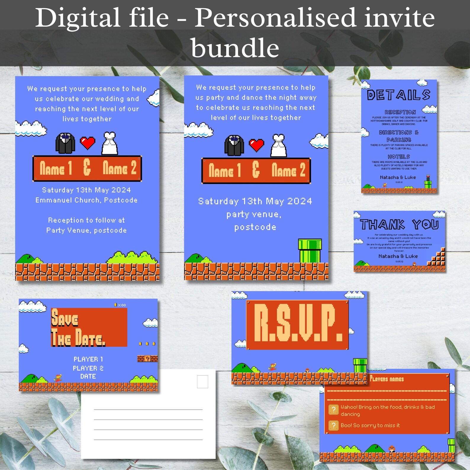 Wedding Invite Bundle - Save the Date, Invites, RSVP -fun, Gamer ...