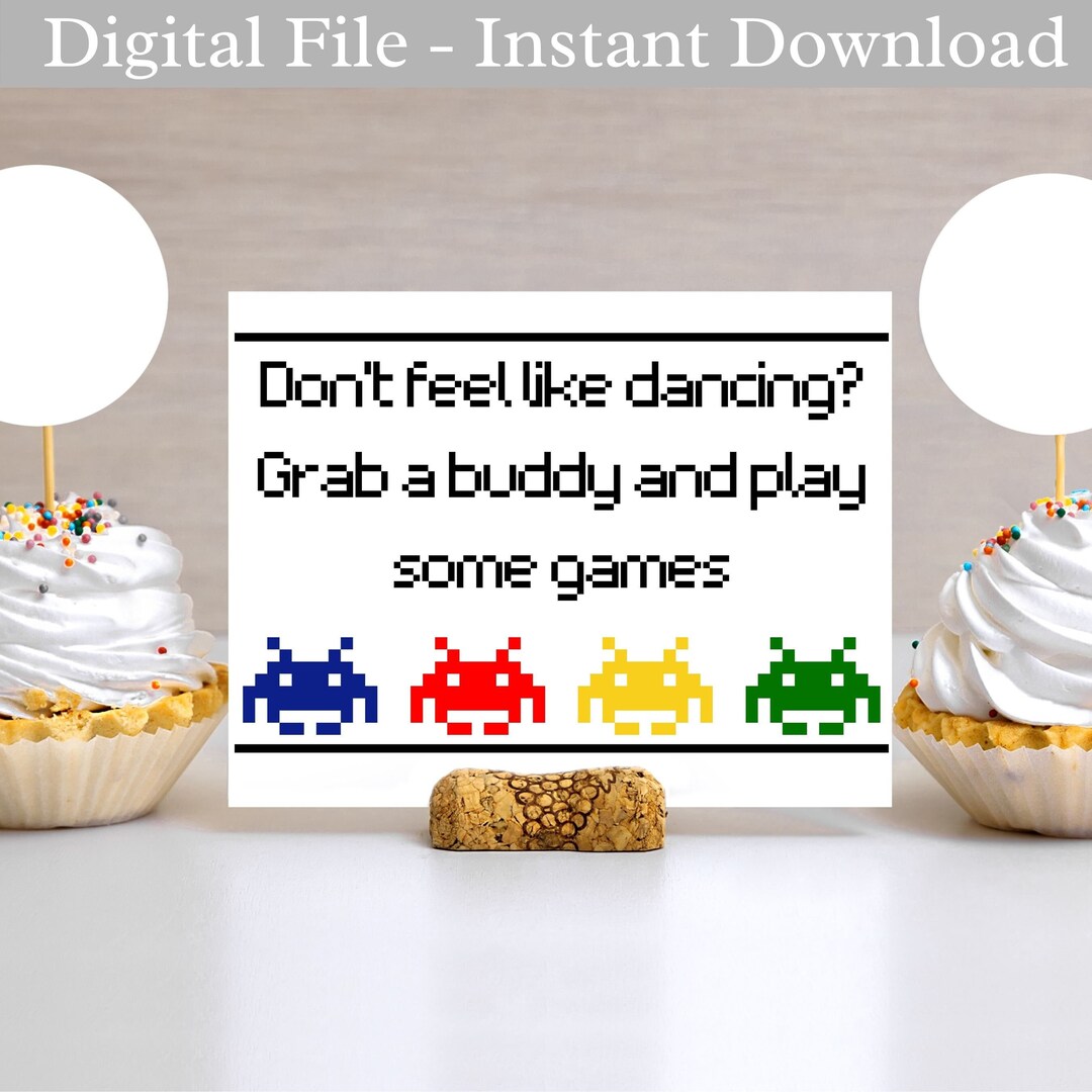 Pixel Wedding Sign - Game Table - A4, Landscape, Gamer, Gaming, Wedding ...