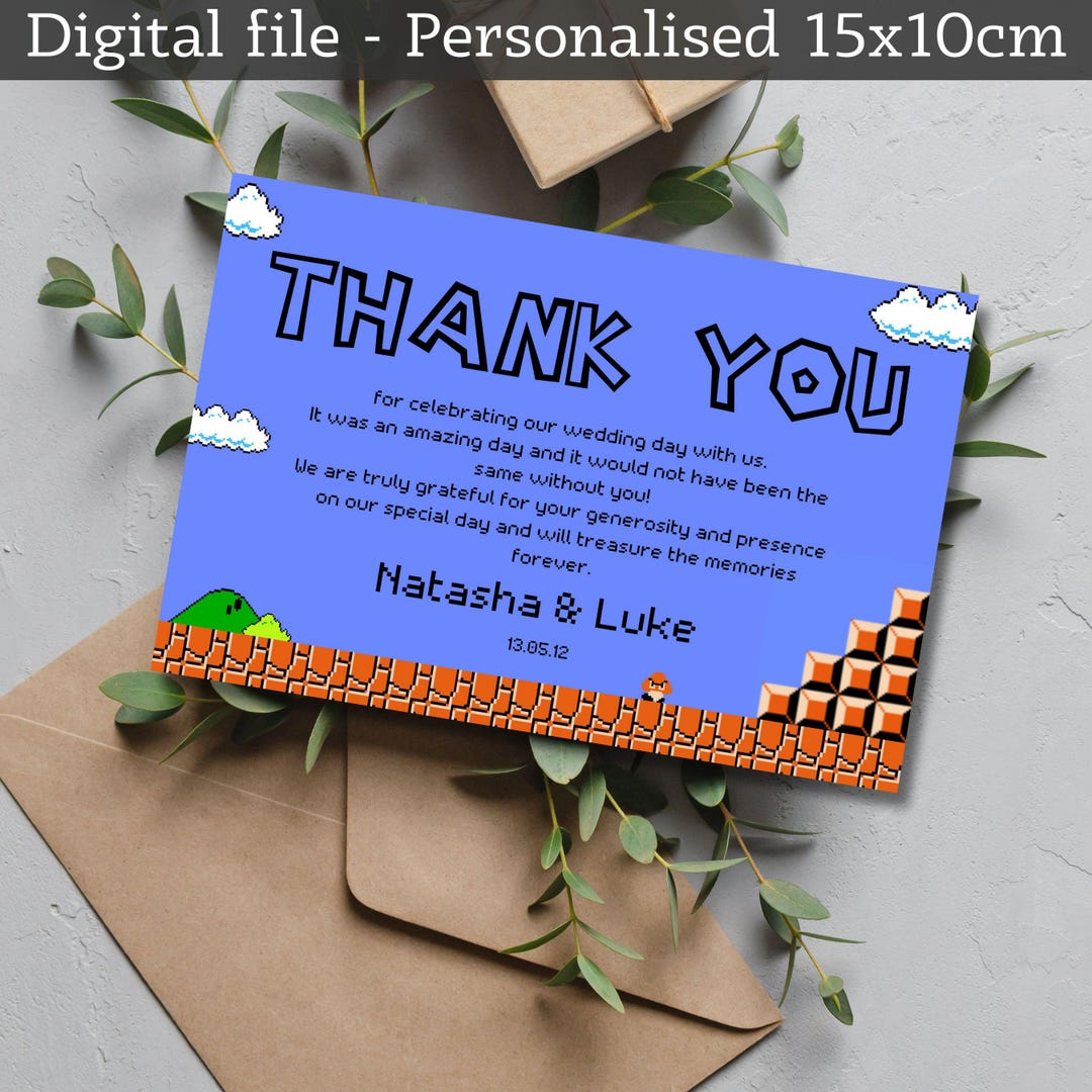 Thank You Card - Wedding Stationery, Digital, Response, Digital, Geek ...