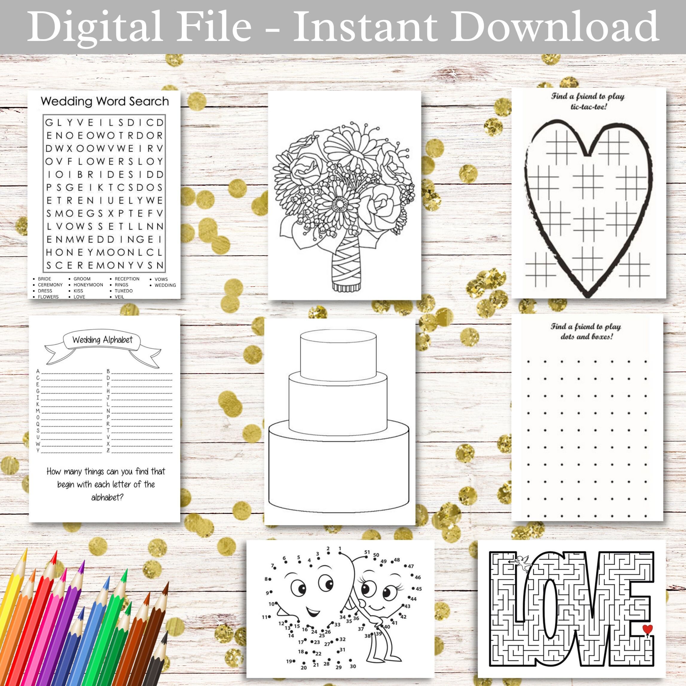 Kids Wedding Activity & Colouring Sheets Children, Entertainment ...