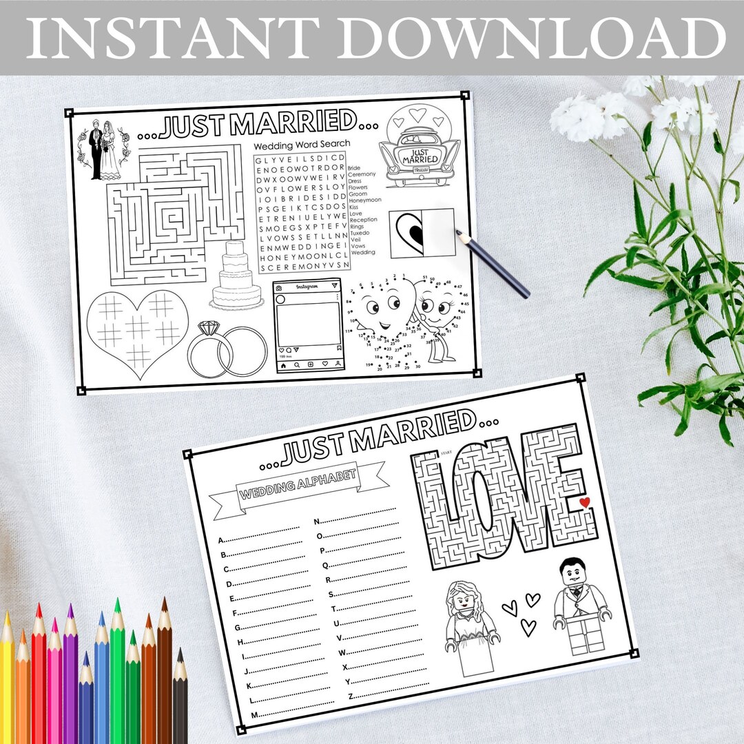 Childrens Wedding Activity Placemat A4 Double Sided, Puzzles, Fun ...