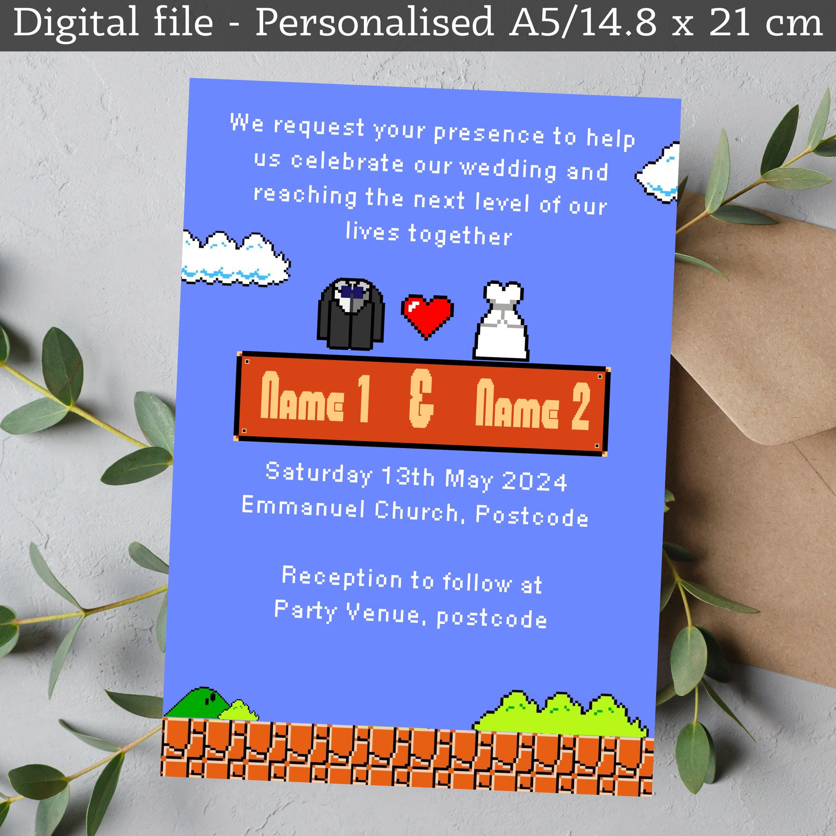 Mario Wedding Bundle Save the Date, Invites, RSVP Fun, Gamer, Pixels ...