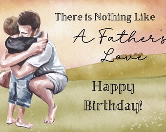 Printable Birthday Card for Dad Watercolor Design, Girl & Boy on Beach ...