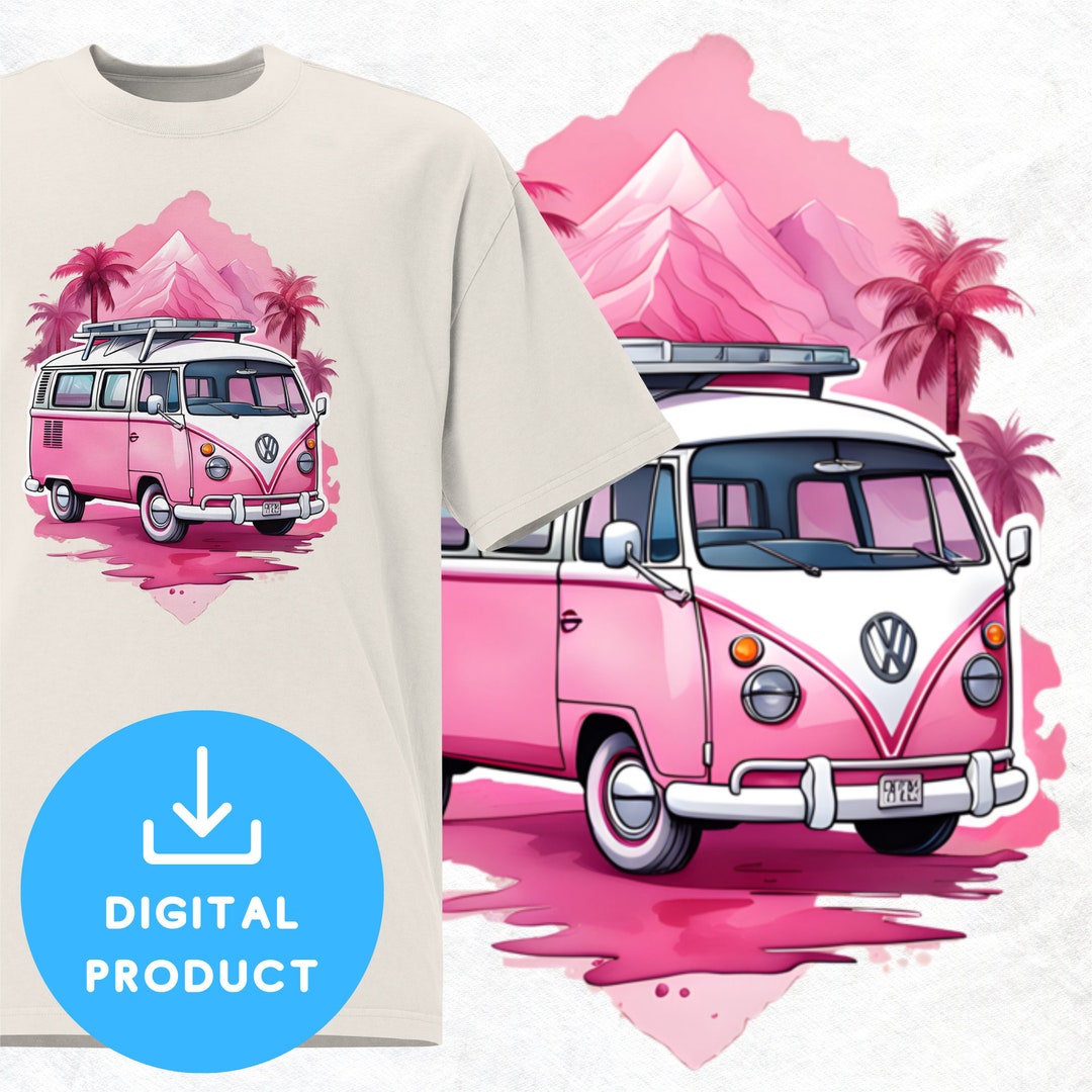 Pink T1 Volkswagen Van Illustration - Digital Product - Instant ...