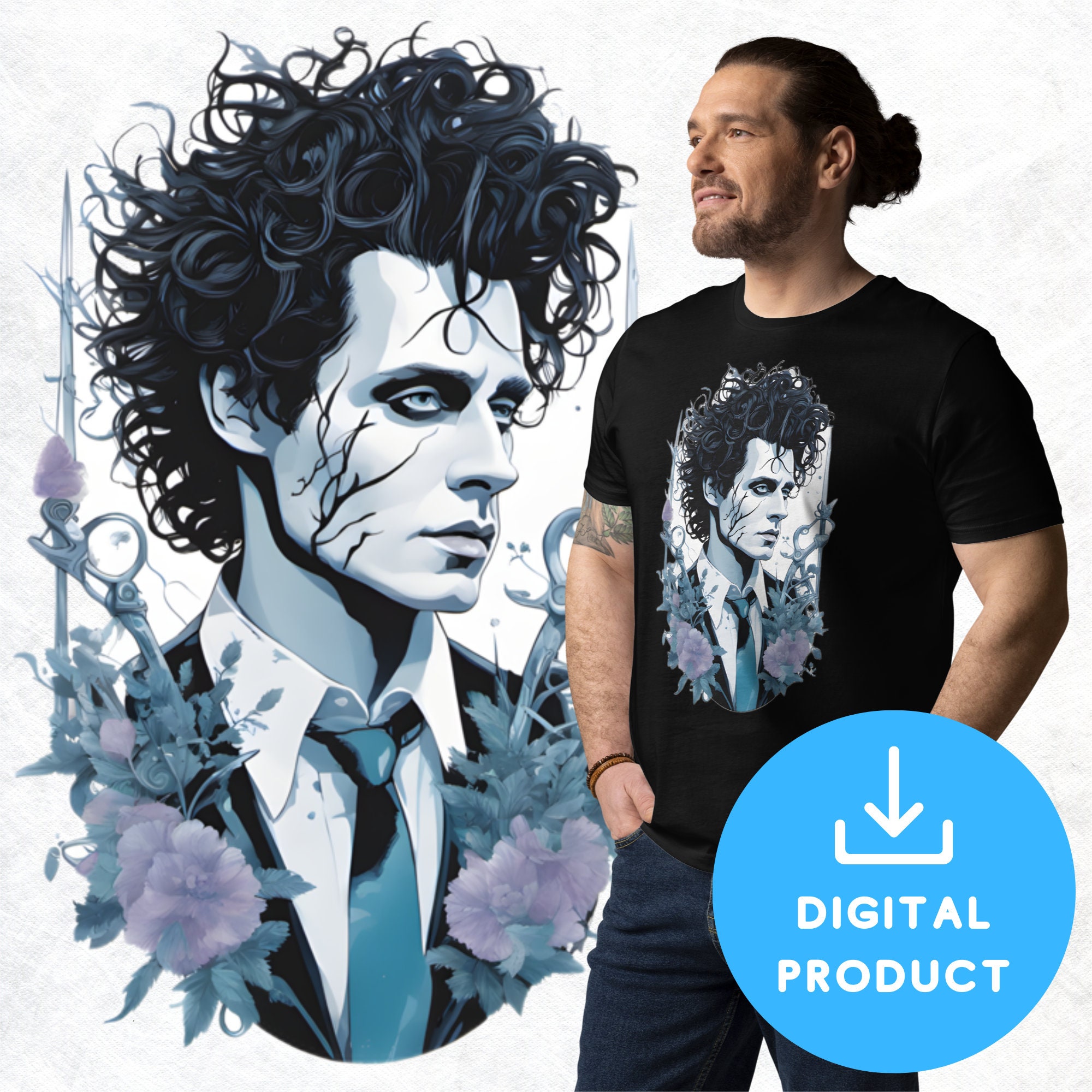 Edward Scissorhands Illustration - Digital Product - Instant Download ...