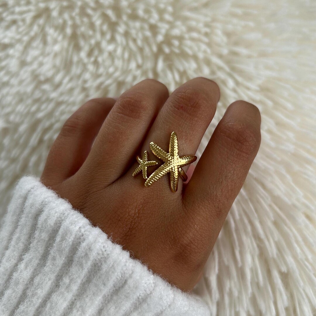 Gold-tone Adjustable Stainless Steel Ring | Adjustable Ring | Christmas ...