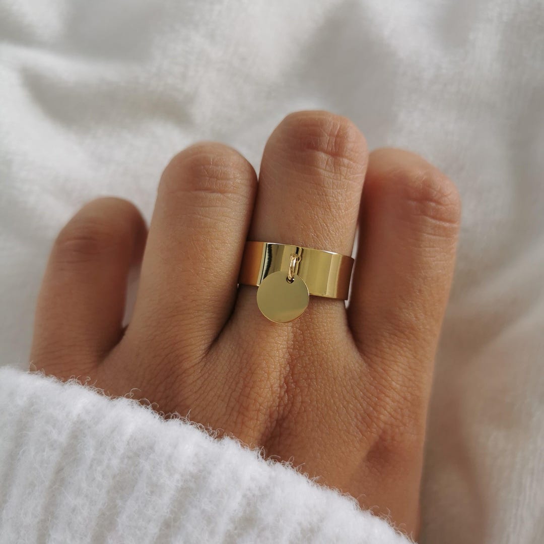 Gold-tone Adjustable Stainless Steel Ring | Adjustable Ring | Charm ...
