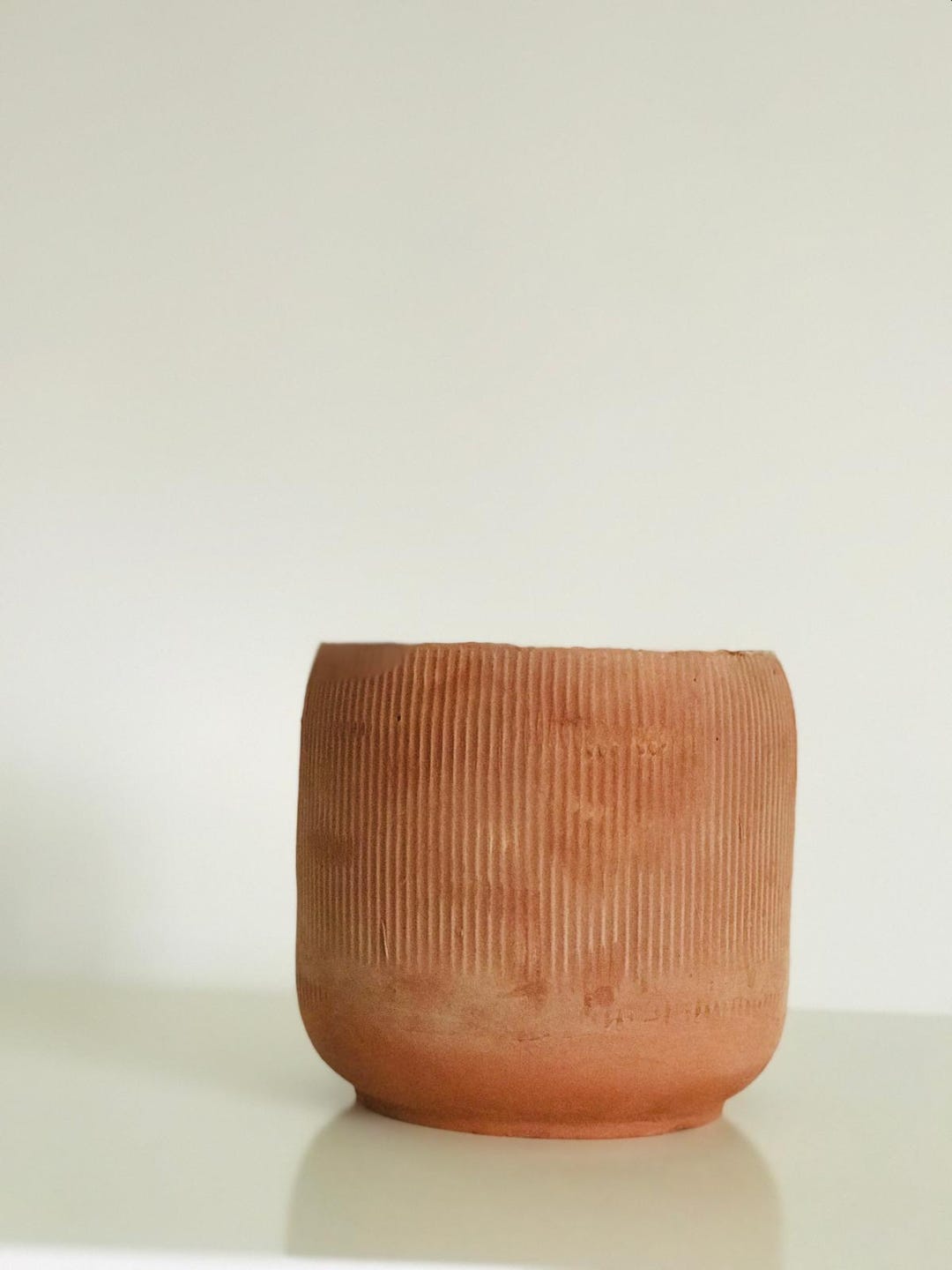 Handmade Terracotta Planter Pot: Rustic Vertical Line Texture - Etsy