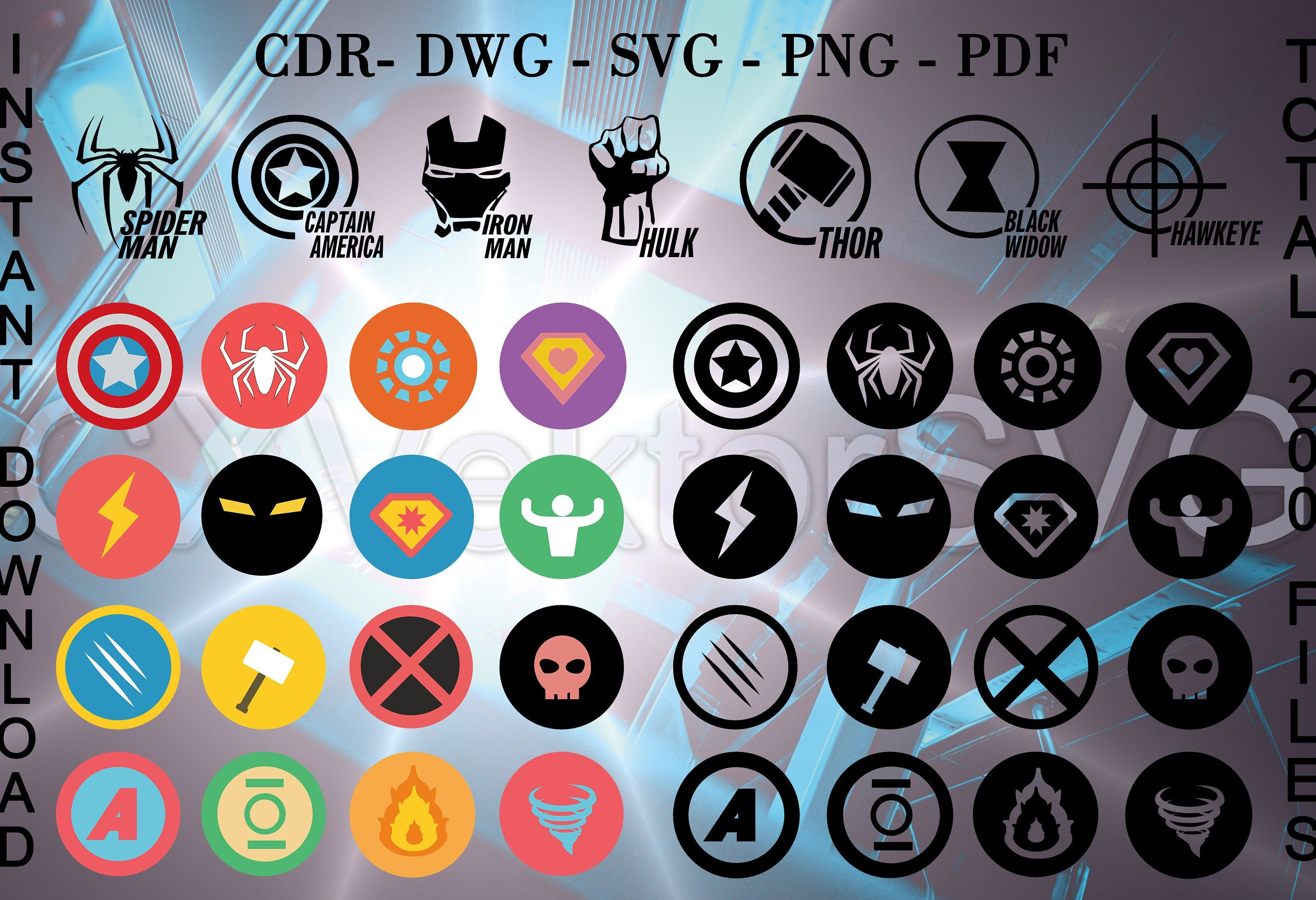 Avengers Marvel Superhero Svg Pdf Dwg Cdr Png Ironman Hulk Spiderman ...